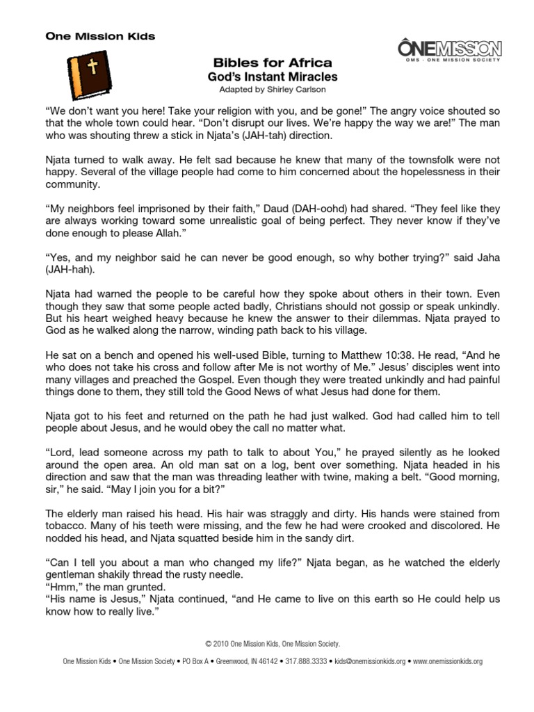 B4a Story Instant Miracles | PDF | Miracle | The Gospel