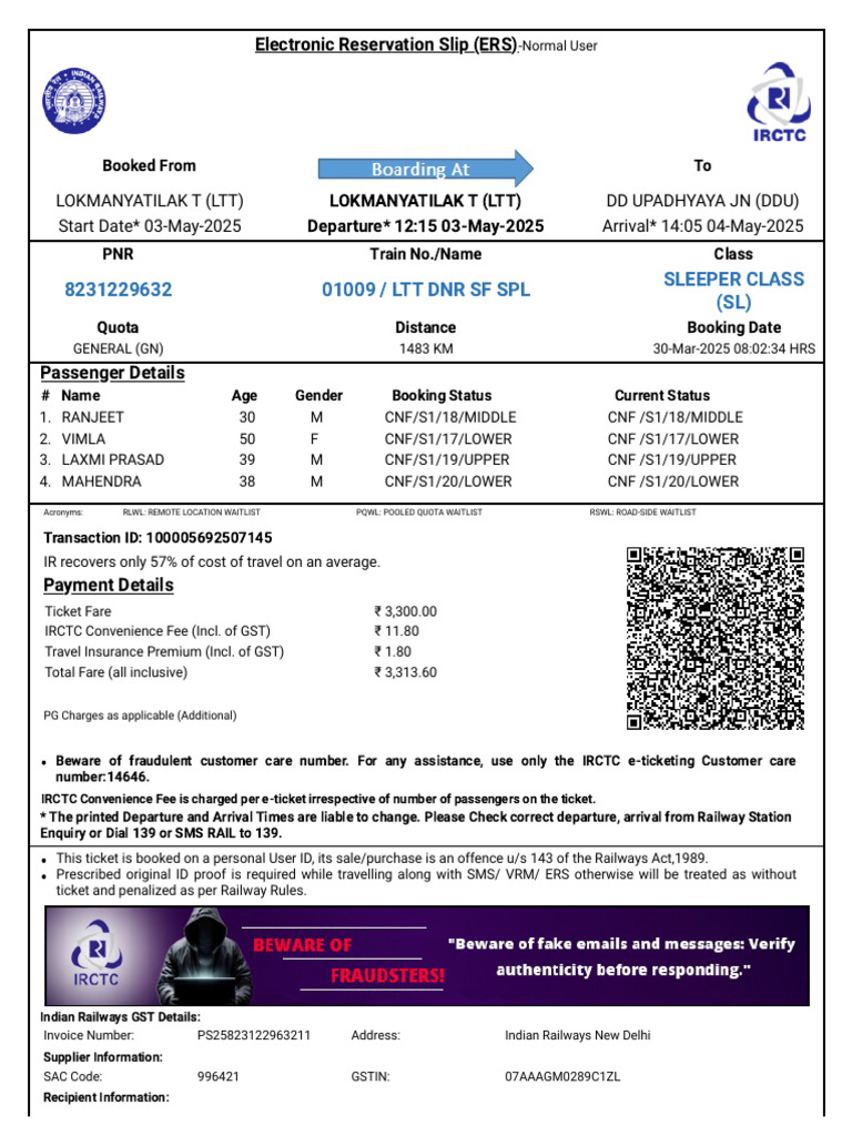 Indian Railways Ticket Booking Details | PDF | Service Industries