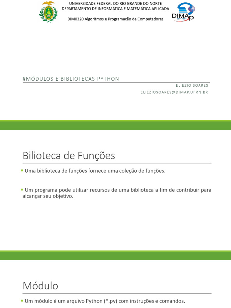 Aula 16 - Biliotecas | PDF | Python (linguagem de programação ...