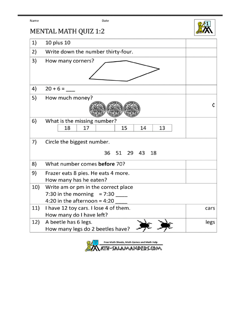 1st-Grade-Mental-Math-Worksheets-2.gif 1,000×1,294 Pixels | PDF