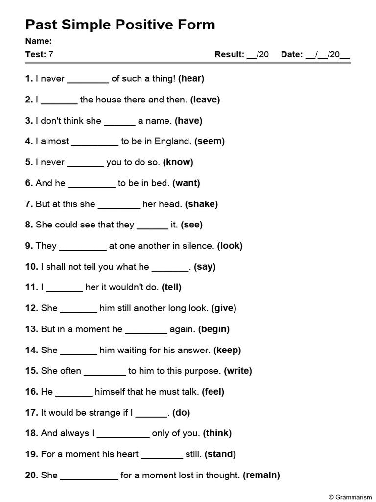 Grammarism Past Simple Positive Test 7 1732858 | PDF