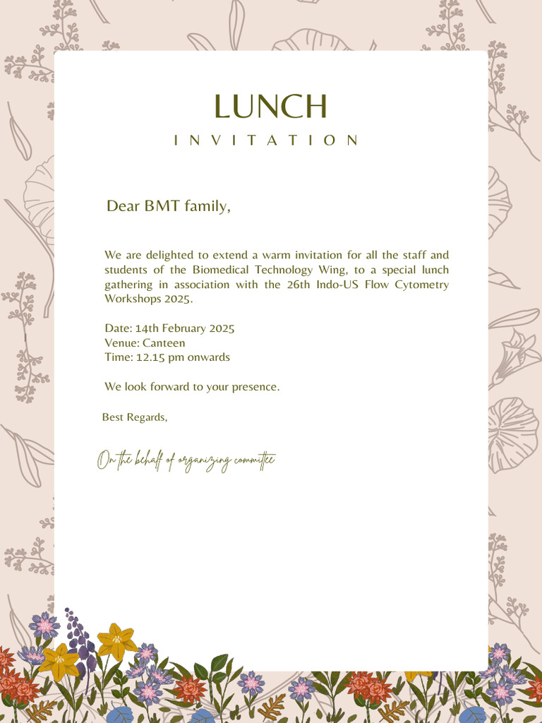 Gathering Invitation Letter-BMT Lunch | PDF