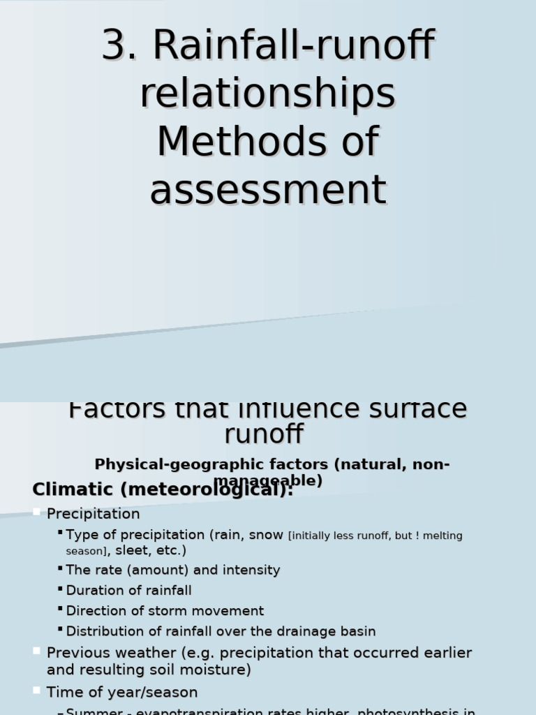 03_Rainfall-runoff relationships2 | PDF | Surface Runoff | Drainage Basin