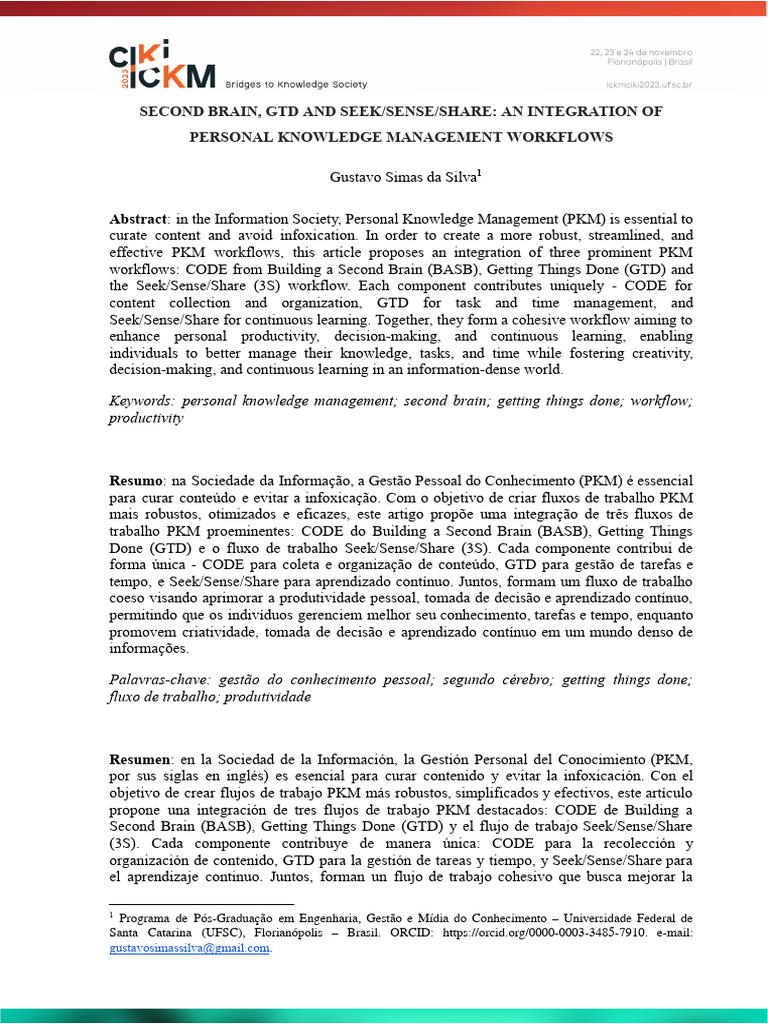 Second Brain, GTD and Seek/sense/share: An Integration of Personal ...