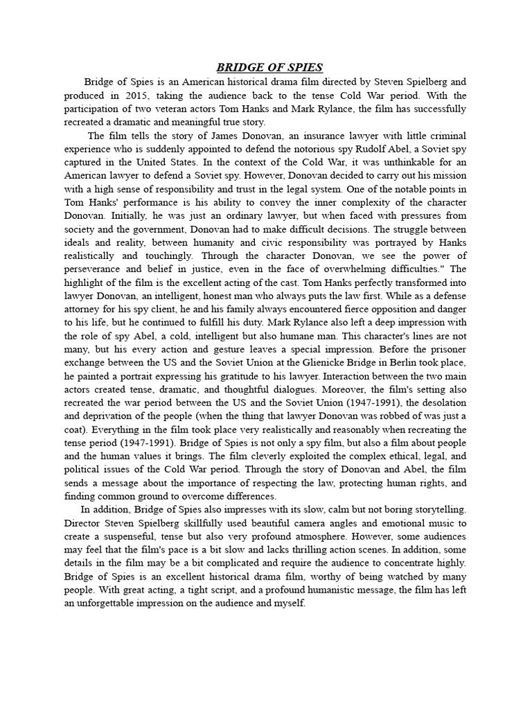 "Bridge of Spies"movie RV | PDF