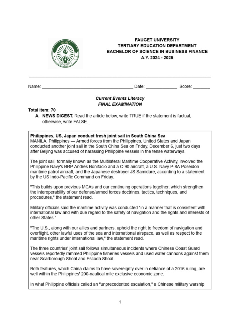 Current Events Literacy | PDF | Nuclear Weapons