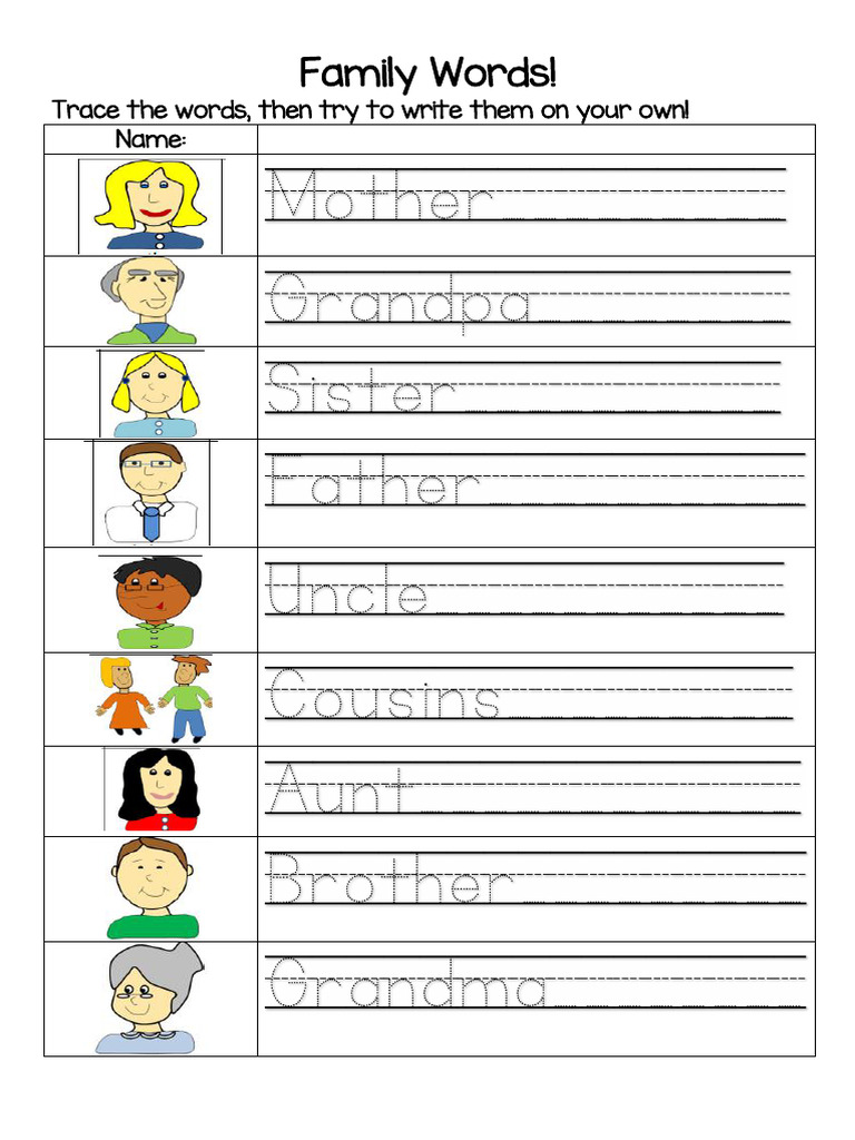 FamilyWordsTraceandWrite 1 | PDF