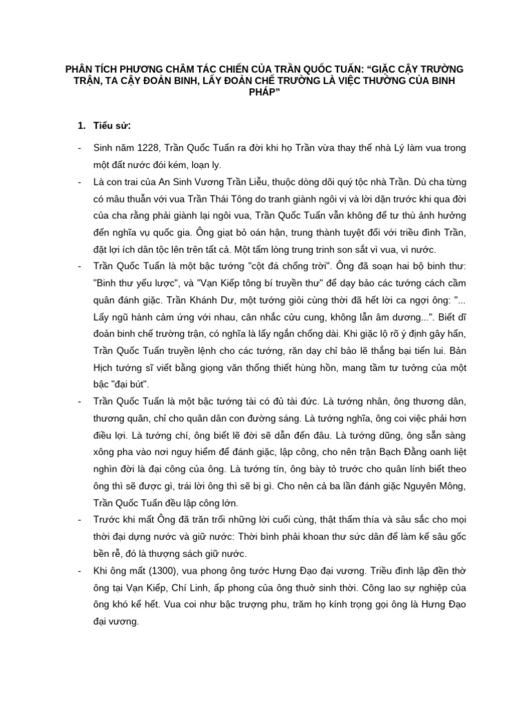 Phan Tich Phuong Cham Tac Chien Cua Tran Quoc Tuan - Sua - Thêm | PDF