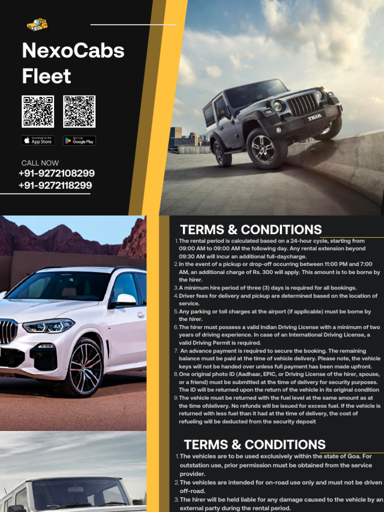 NexoCabs Brochure 2024-25 | PDF | Driver's License | Motor Vehicle