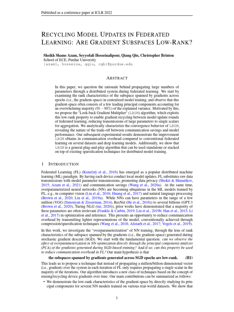 Recycling Model Updates in Federated Learning - Are Gradient Subspaces ...