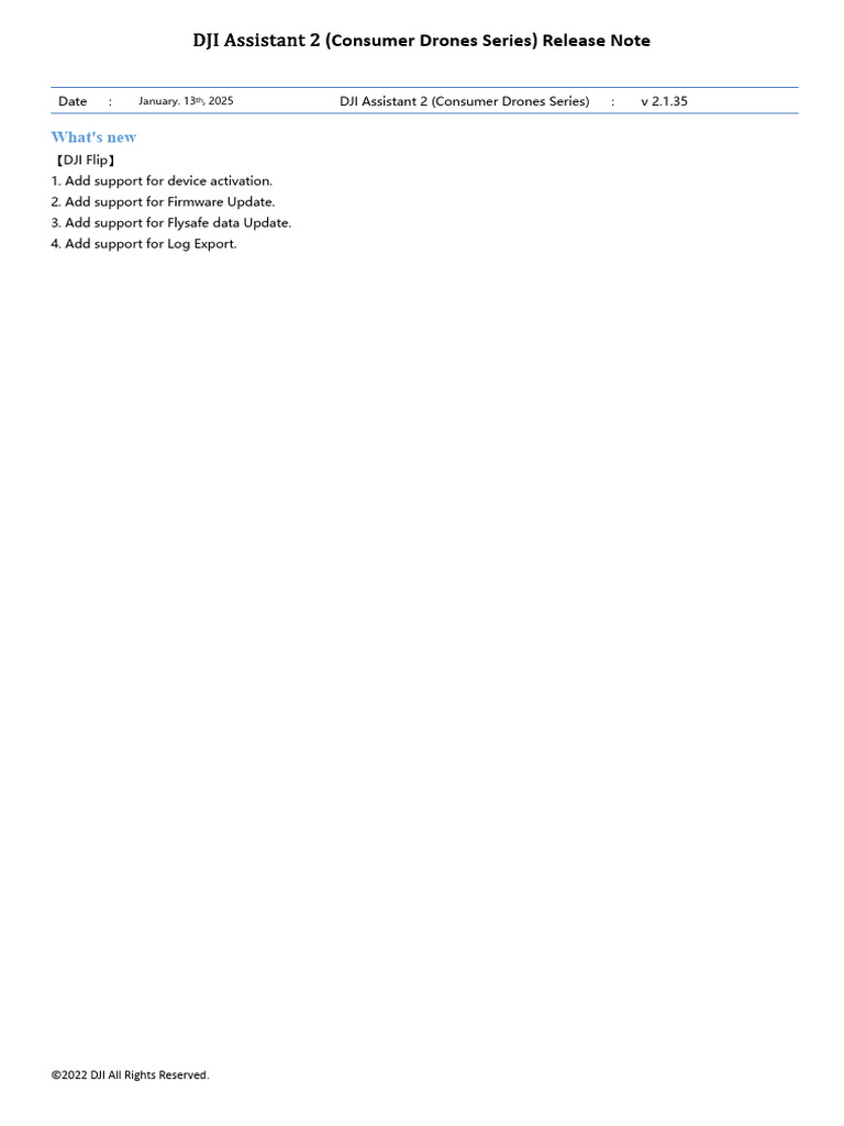 DJI Assistant 2 (Consumer Drones Series) Release Notes (2.1.35) | PDF ...