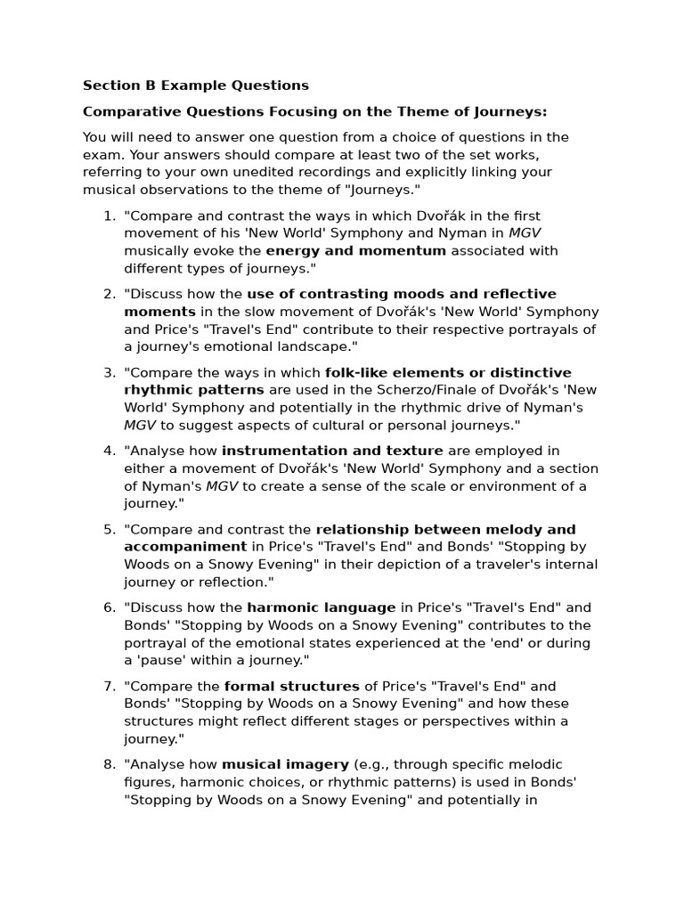 CAIE A Level Music 9483 Music Section B Example Questions 2025-2026 | PDF | Musical Compositions ...