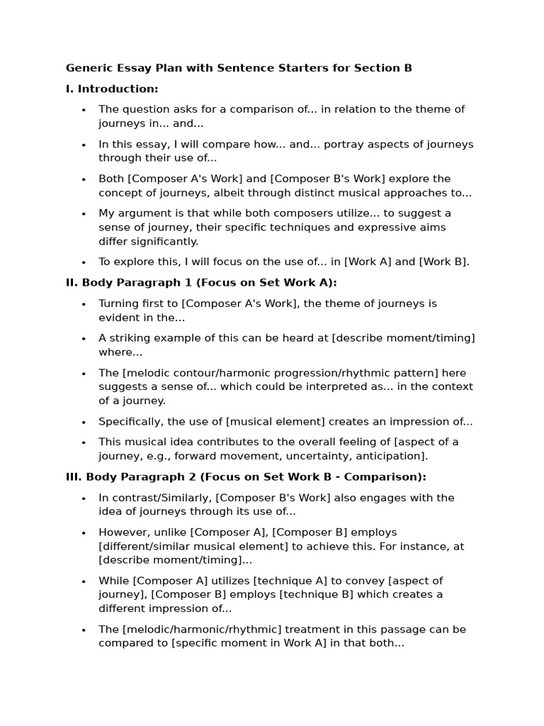 Essay Plan: Comparing Musical Journeys | PDF | Essays | Idea