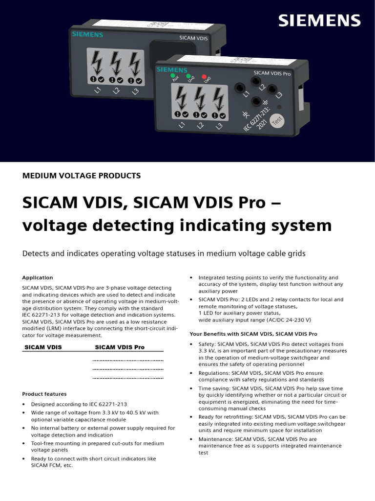 SICAM VDIS Voltage Detection Systems | PDF | Power Supply | Voltage