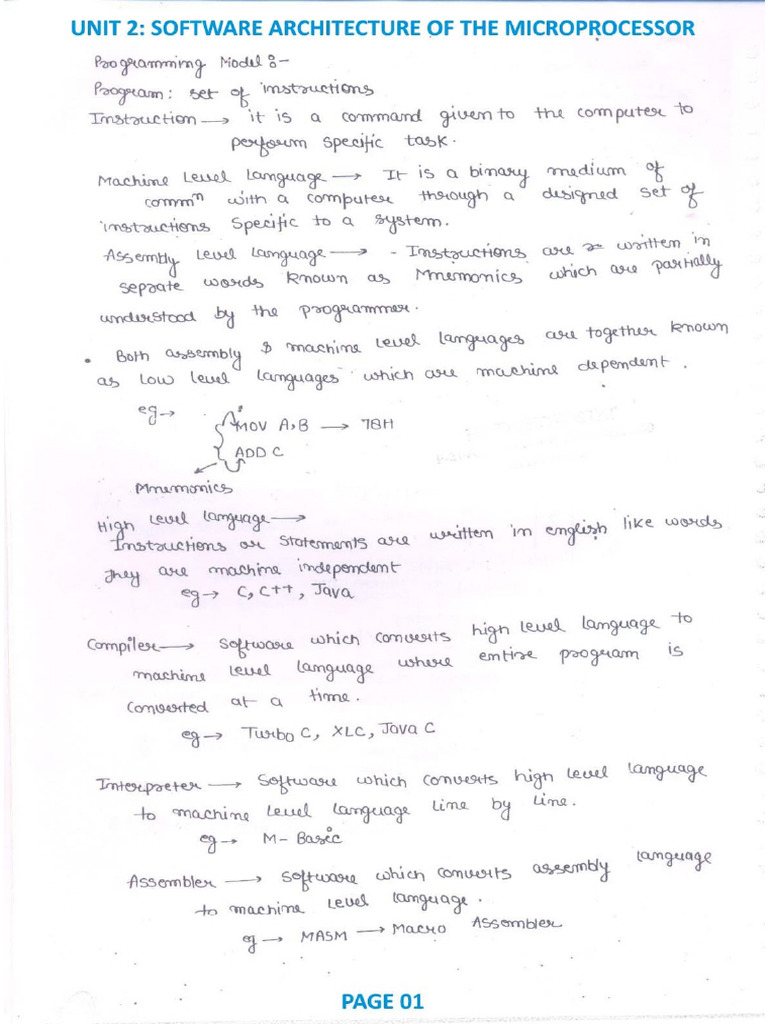 Unit 2 Software Architecture of the Microprocessors | PDF