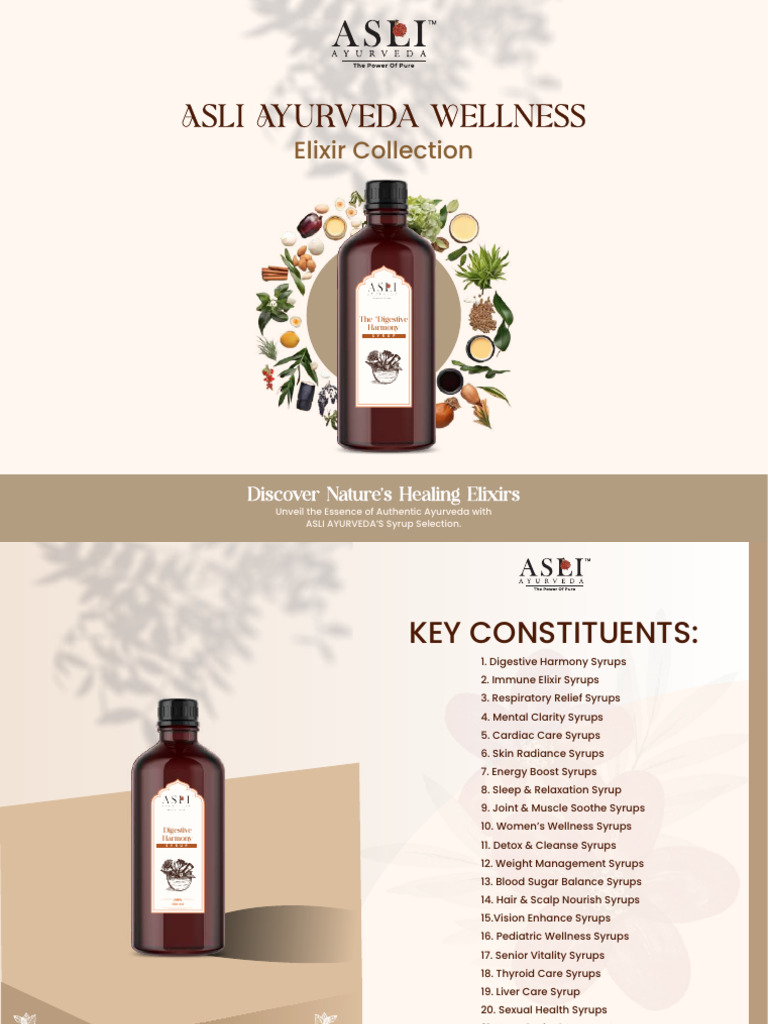The ASLI AYURVEDA SYRUP Collection - Compressed | PDF | Turmeric | Coriander
