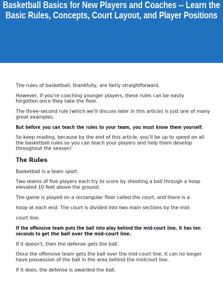 WWW Breakthroughbasketball Com Basics Basics HTML | PDF | Basketball ...