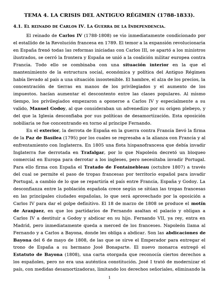 04.La crisis del Antiguo Régimen | PDF | España | Gobierno de españa