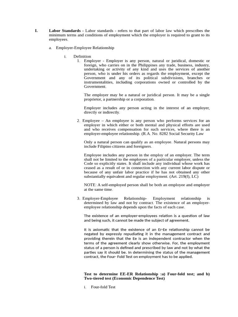 2 Labor Standards Part 1 | PDF | Employment | Working Time