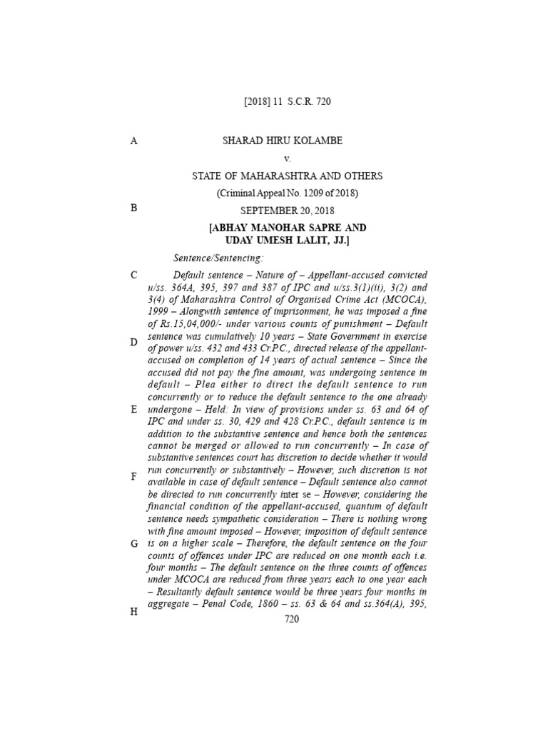 Sharad Hiru Kolambe - State of Maharashtra and Others - 1699439840 ...