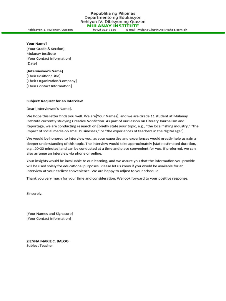 Interview Request Letter | PDF