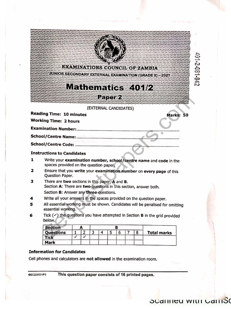 2021 G9 External P2 Math | PDF