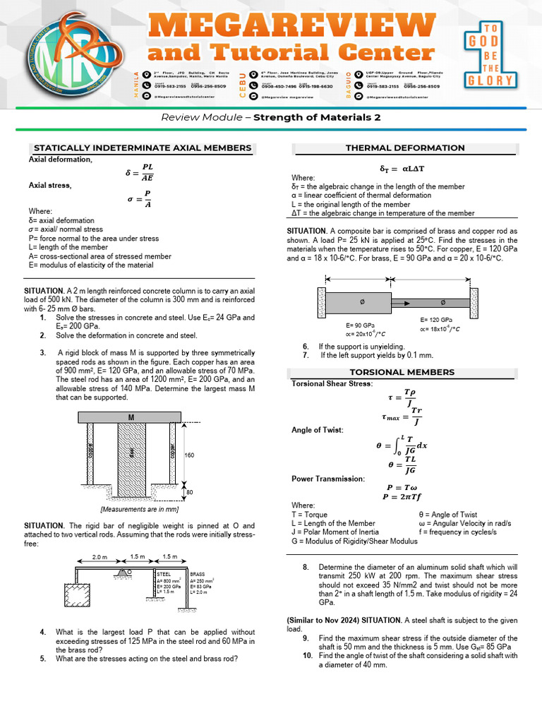 Review Module 19 - SMAT 2 | PDF | Deformation (Engineering) | Stress (Mechanics)
