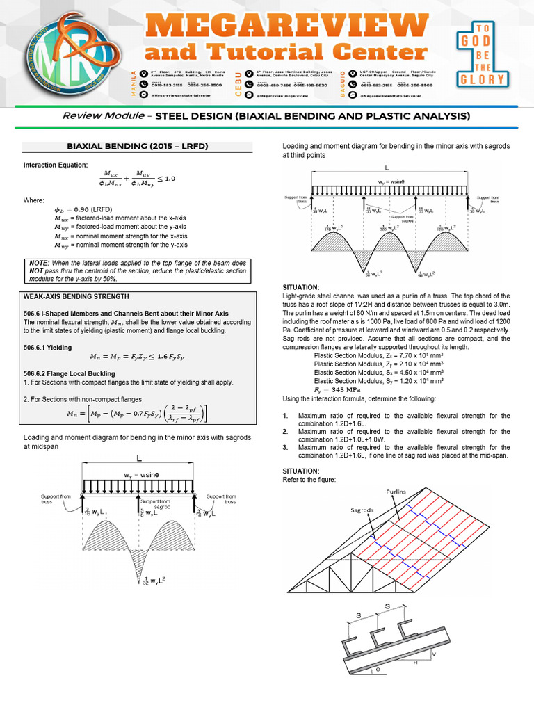 Steel Design - Biaxial Bending and Plastic Analysis | PDF | Bending ...