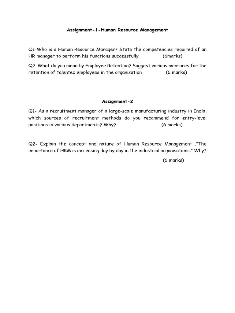 HRM Assignments 24 25 | PDF