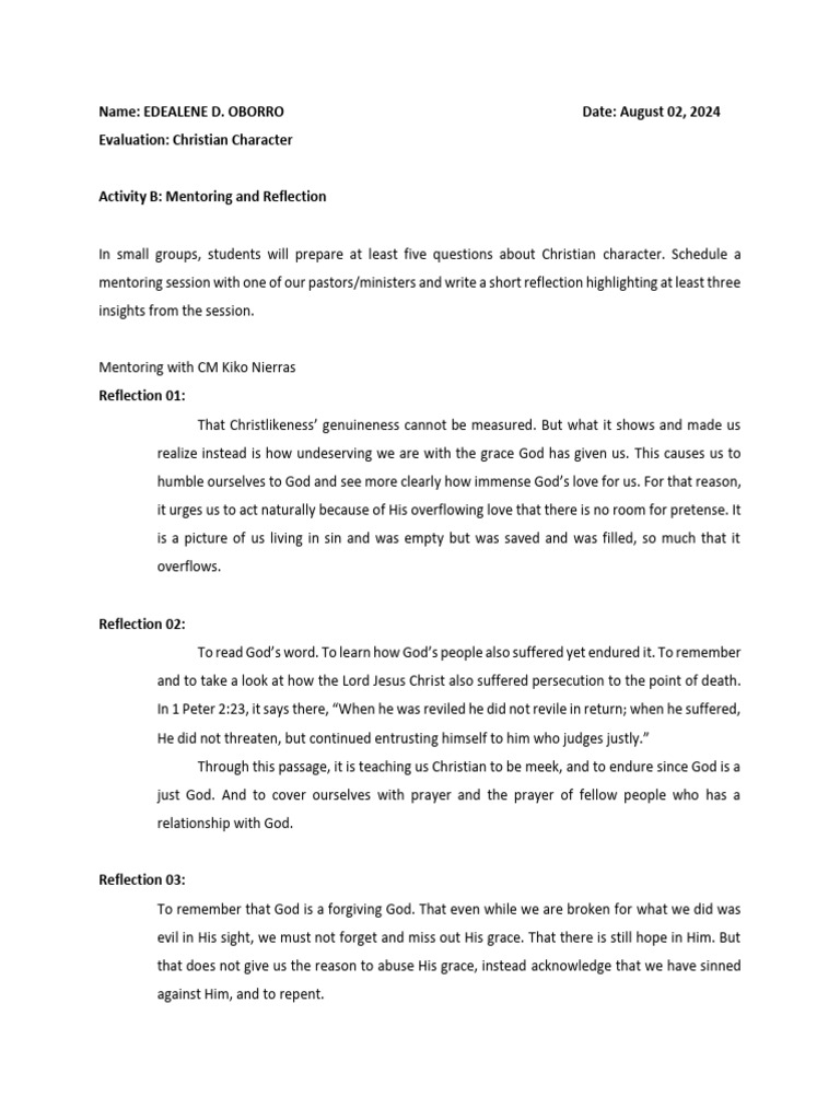 08 Christian Character Evaluation Activities | PDF