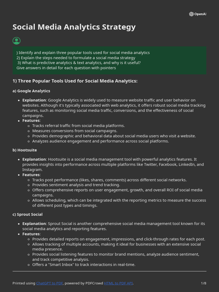 Social Media Analytics Strategy | PDF | Hyperlink | Analytics
