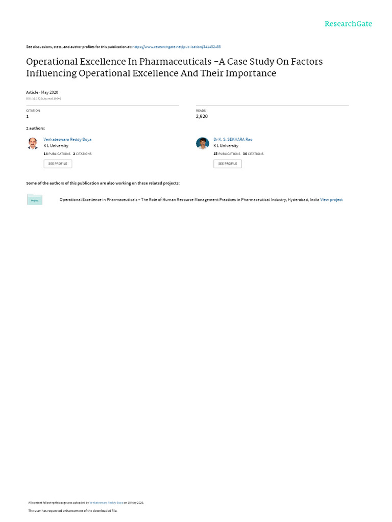 Operational Excellence in Pharmaceuticals | PDF | Strategic Planning ...