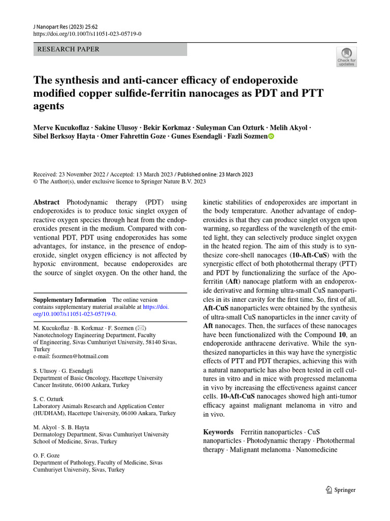The Synthesis and Anti-cancer Efficacy of Endoperoxide Modified Copper ...