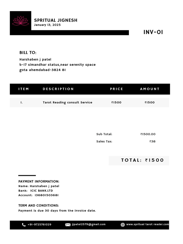 Black and White Bold Minimalist Invoice | PDF