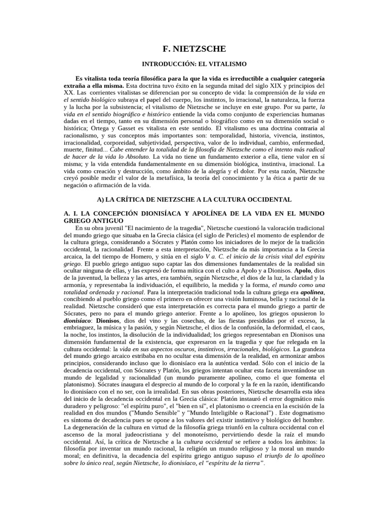 LafilosofíadeNietzsche Bachillerato | PDF | Friedrich Nietzsche | Moralidad