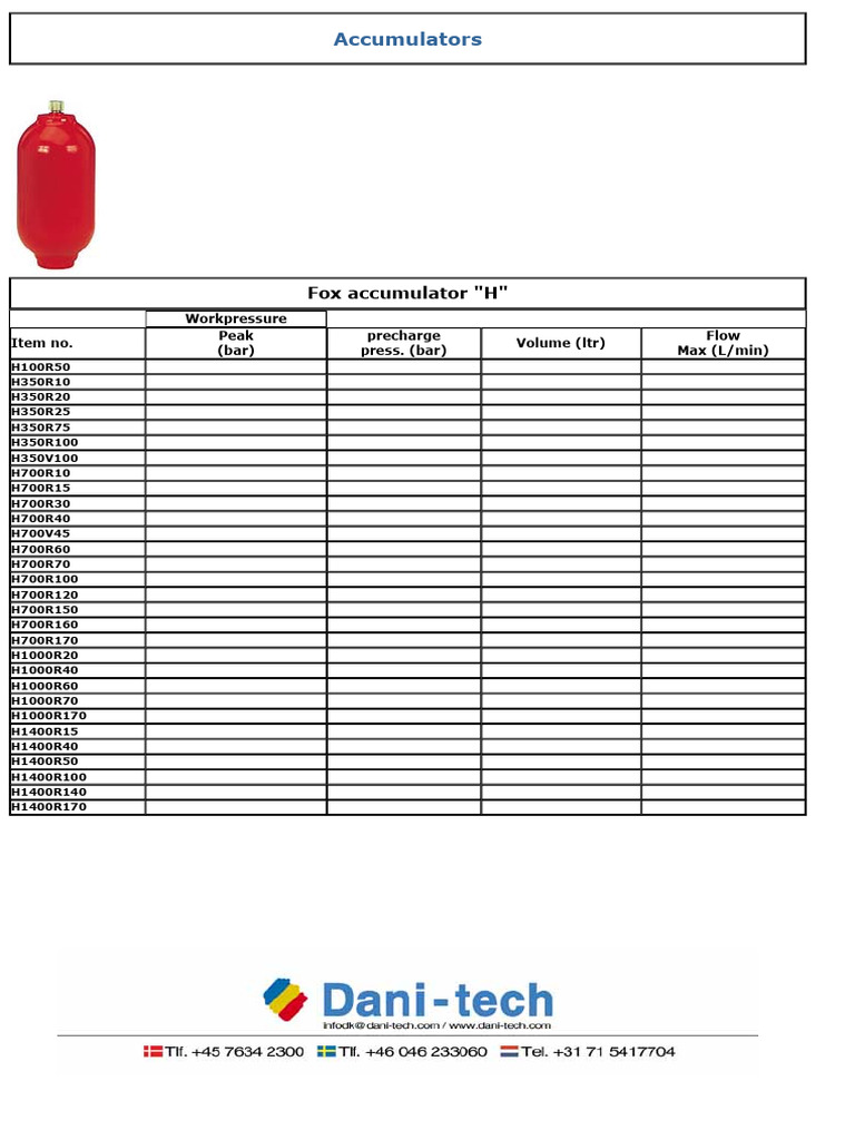 Saip and Fox Accumulator Specifications | PDF