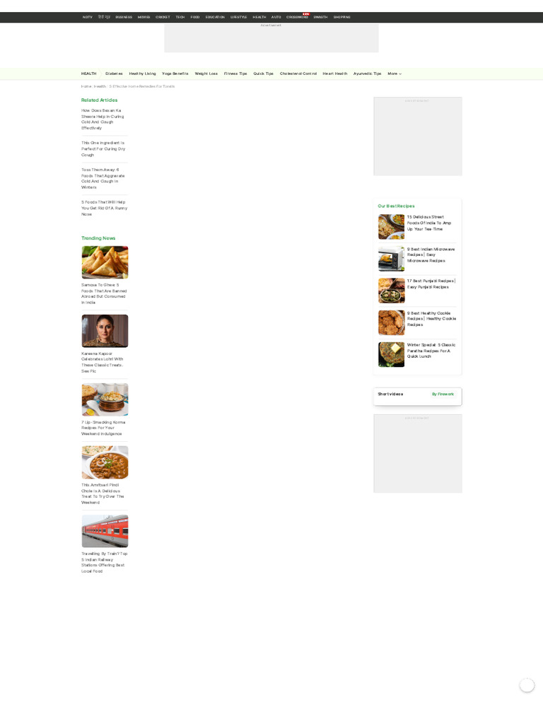 5 Effective Home Remedies For Tonsils - NDTV Food | PDF