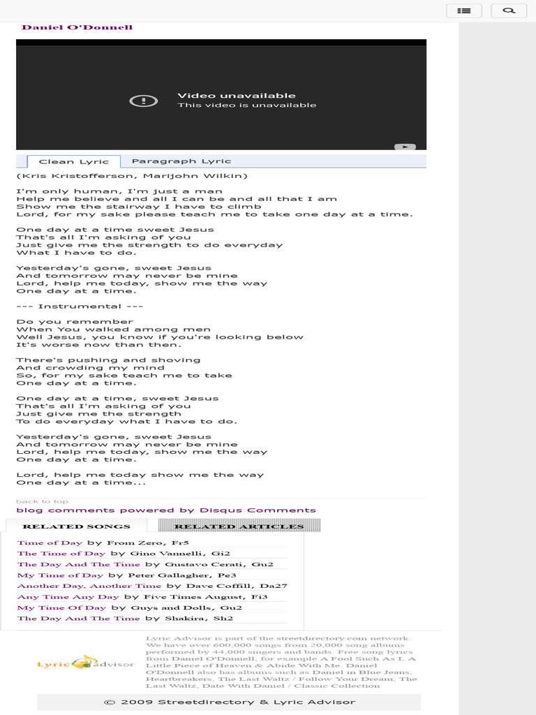 One Day at a Time Lyrics Overview | PDF