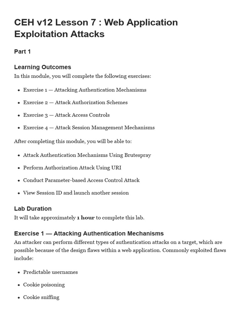 CEH v12 Lesson 7 - Web Application Exploitatio | PDF | Http Cookie ...