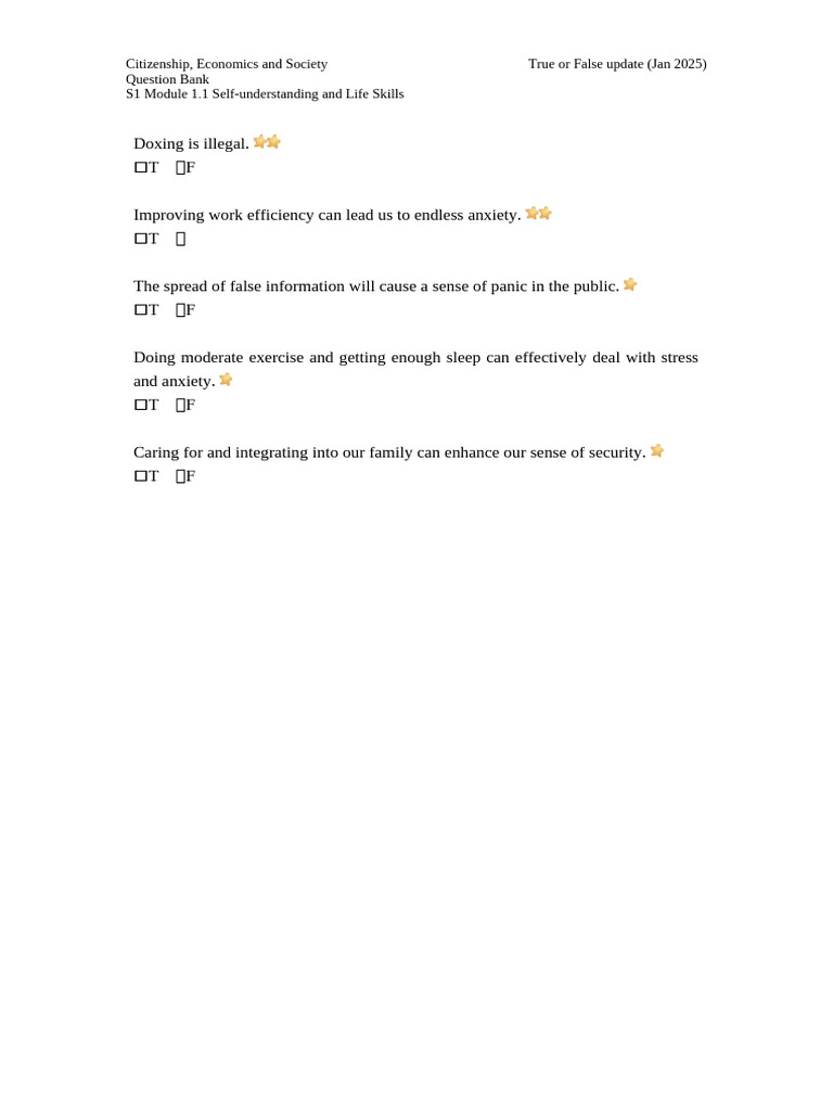 Module 1.1 True or False_new_s 202501 | PDF