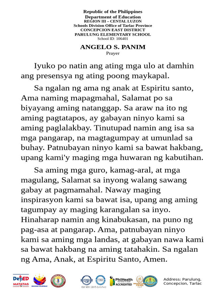 Angelo S. Panim Panalangin | PDF