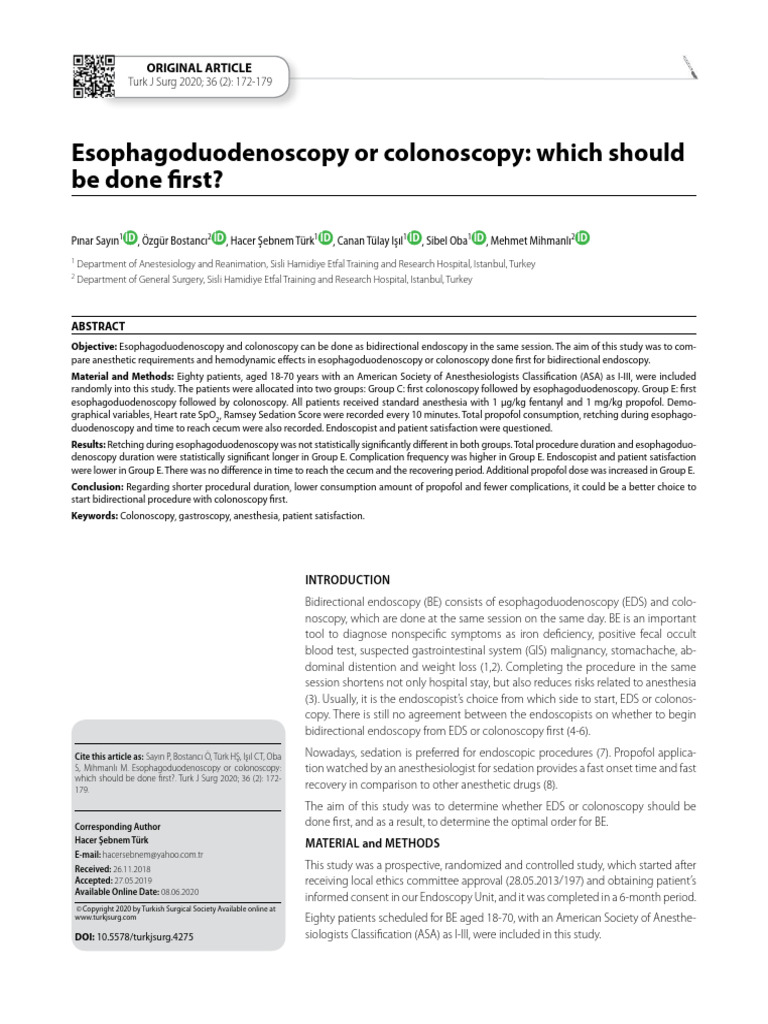 Esophagoduodenoscopy or Colonoscopy Which Should Be First | PDF ...
