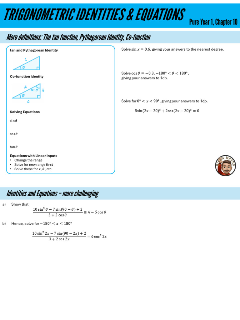 P1 Ch10 Trigonometric Identities and Equations | PDF