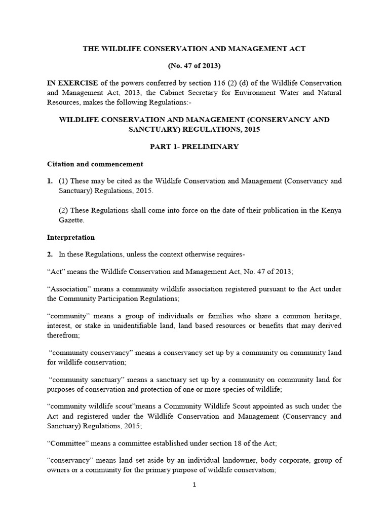 KWS - Conservancy Regulations-21 | PDF | Arbitration | Mediation
