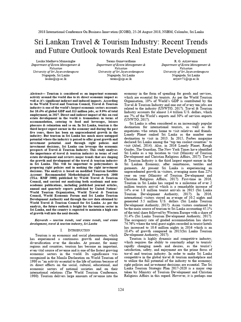 ICOBI - 2018 - Sri Lankan Travel Tourism Industry Recent Trends and Future Outlook Towards Real ...