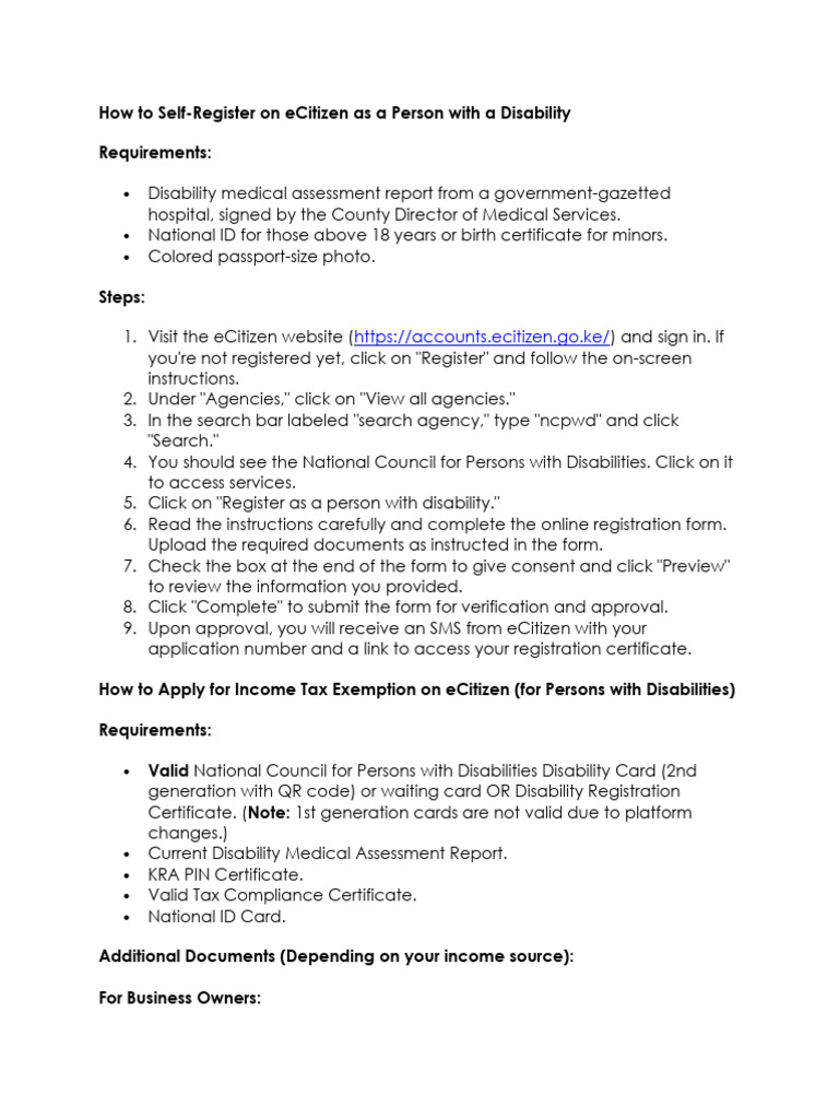 eCitizen Registration for Disabilities | PDF | Taxes | Identity Document