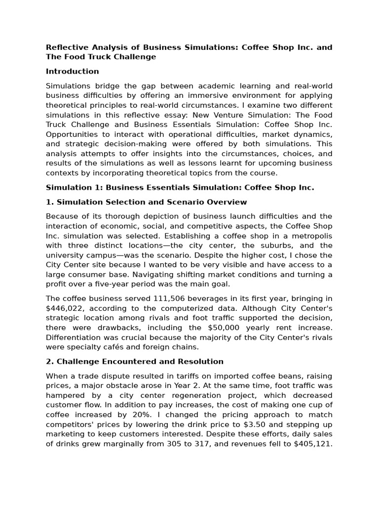 BUS501 - Reflective Analysis of Business Simulations - V1 | PDF | Simulation | Marketing