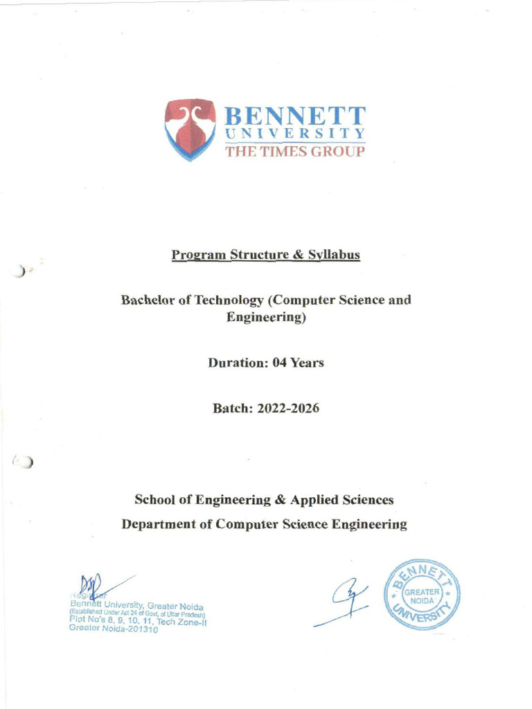 Bachelor of Technology Computer Science and Engineering 2022 2026 (2 ...