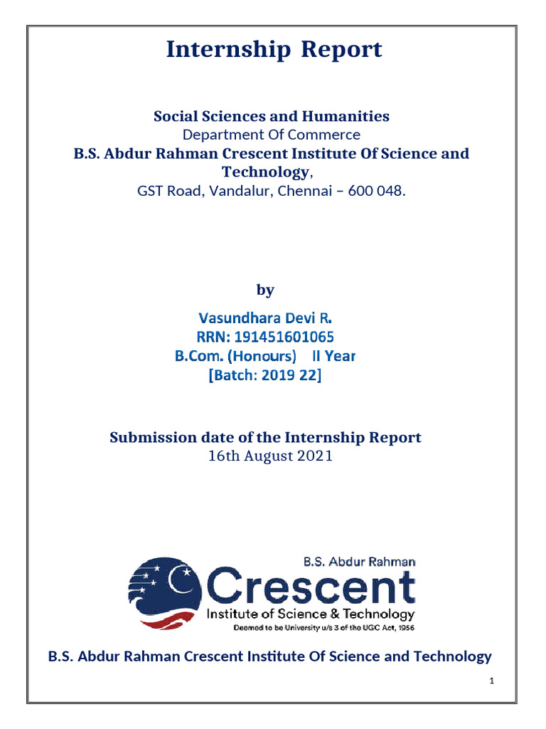 Internship Report Final - SAMPLE | PDF | Human Resources | Supply Chain