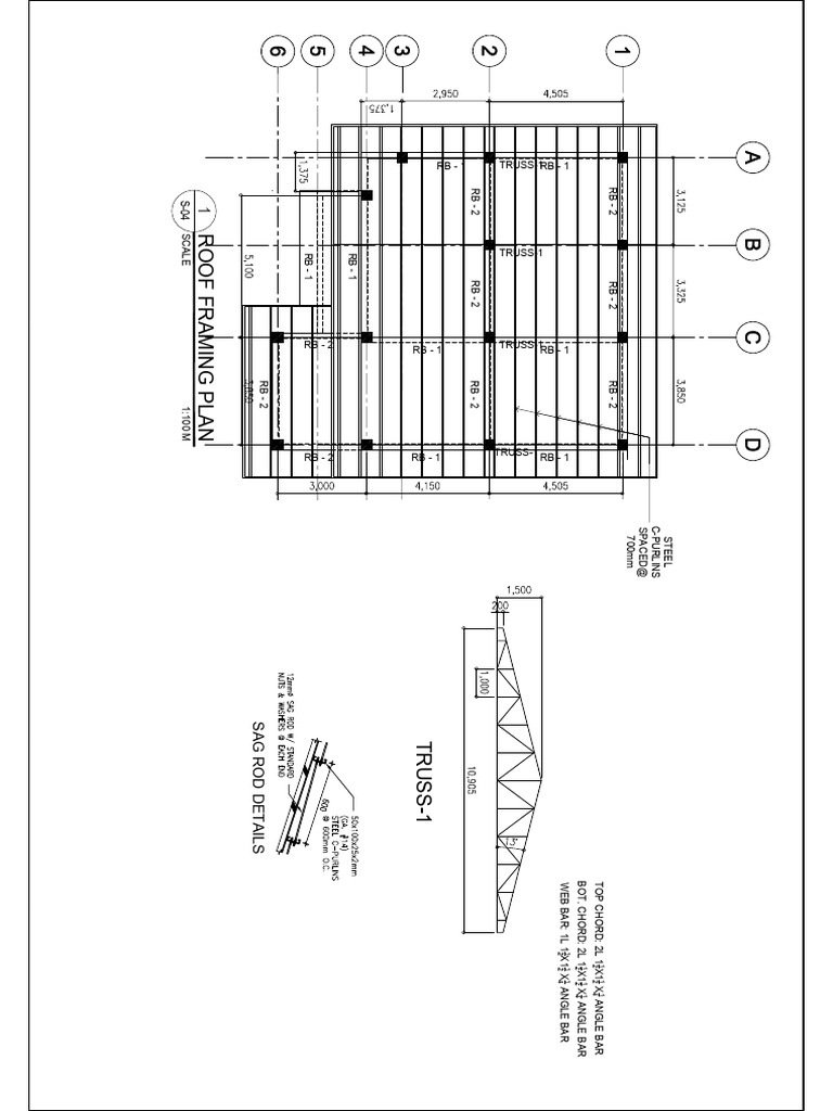 Truss-1 Roof Framing Plan Details | PDF